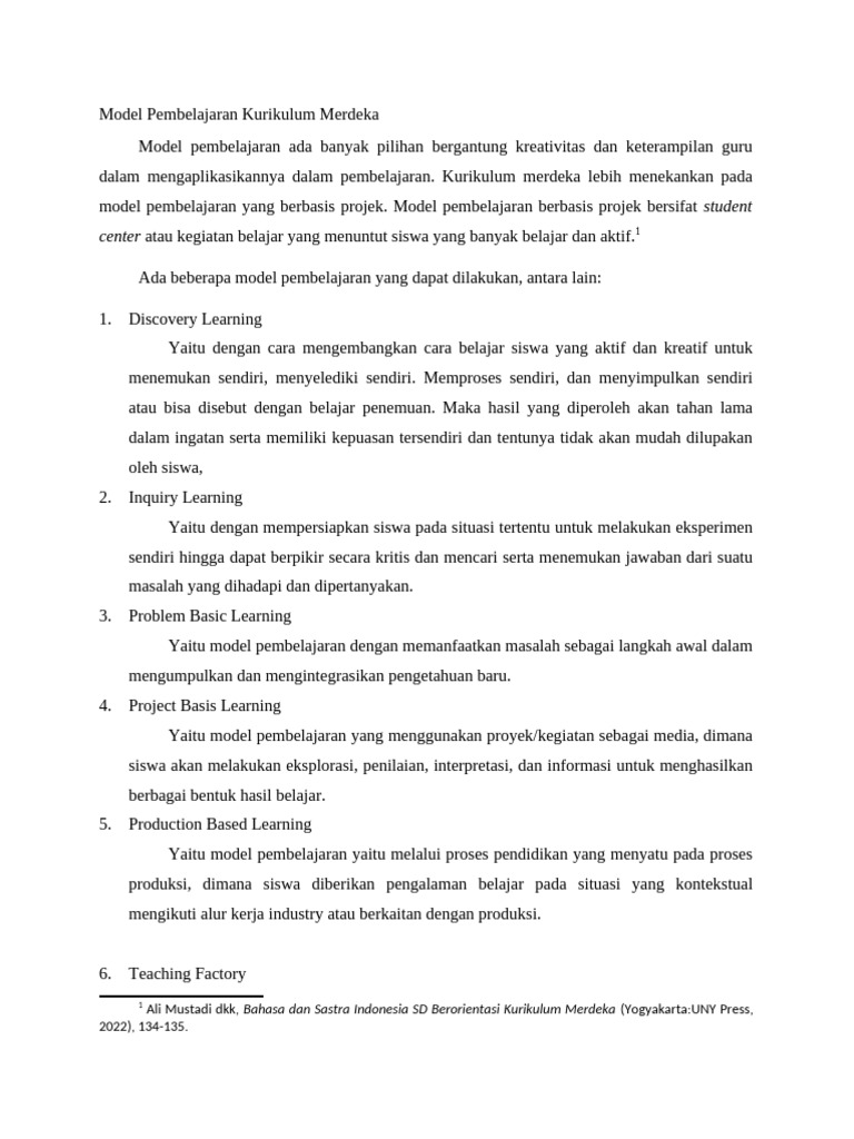 Model Pembelajaran Kurikulum Merdeka | PDF