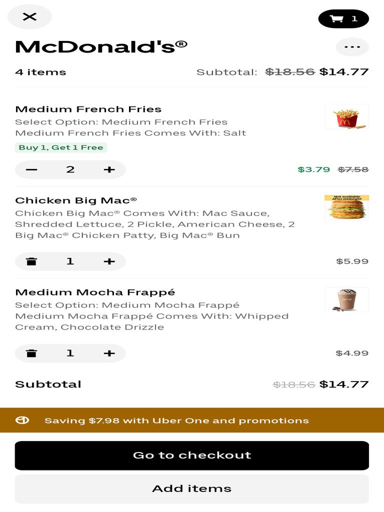 Checkout Uber Eats | PDF