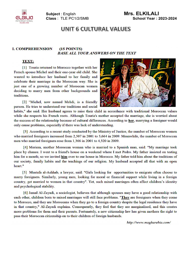 Unit 6 Reading Comprehension 2024 | PDF