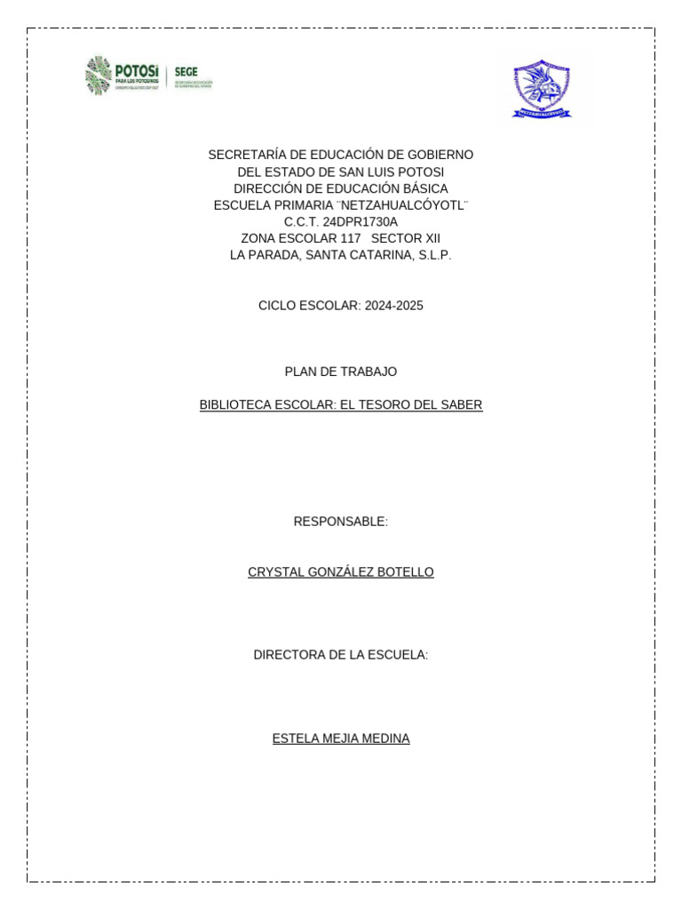 PLAN DE TRABAJO BIBLIOTECA | PDF | Biblioteca escolar | Bibliotecas