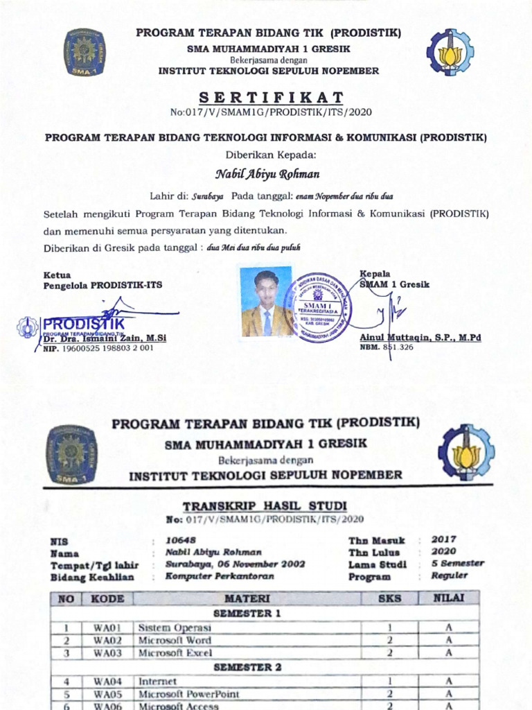 Sertifikat Prodistik (2) | PDF