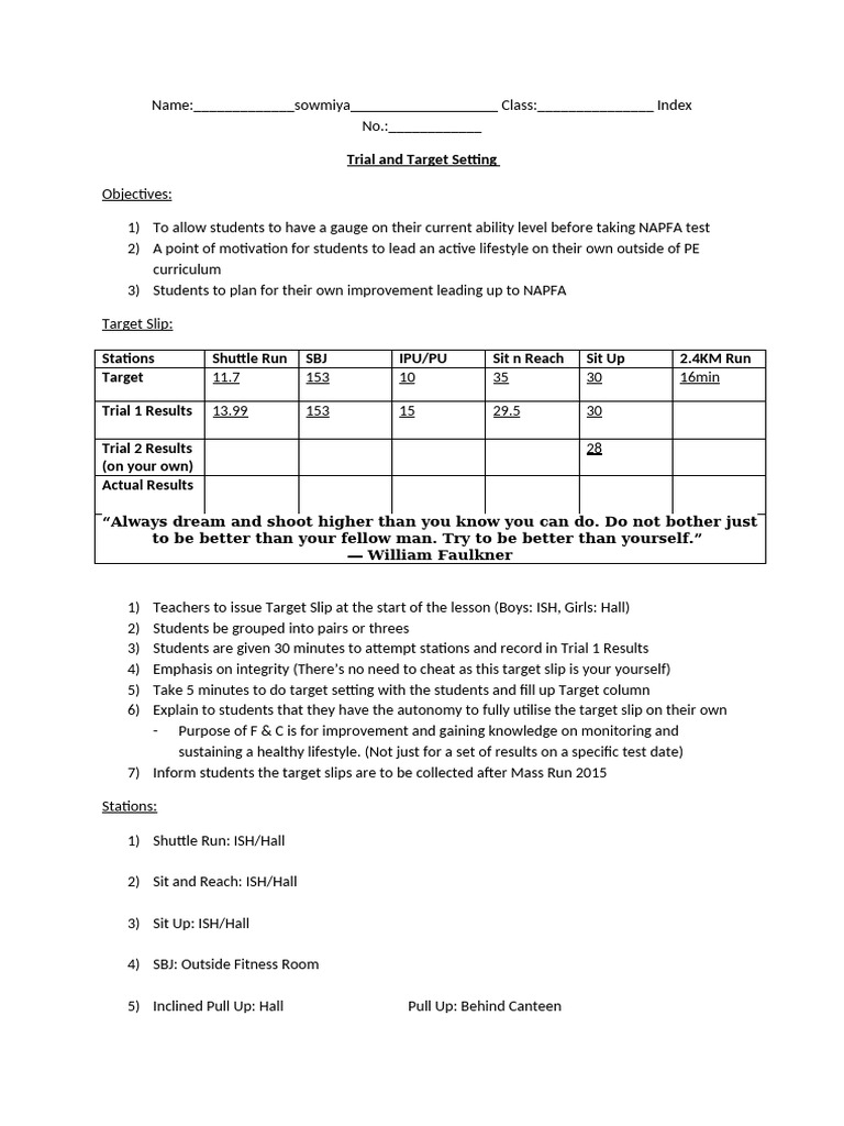 Annex 1 Trial and Target Setting | PDF
