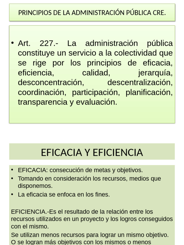 Principios de La Adm. Pub Ecuatoriana | PDF | Administración Pública | Estado (política)