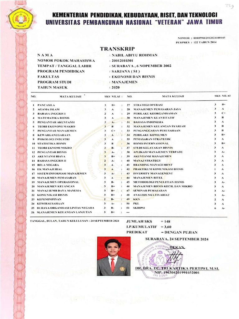 Transkip Nabil Abiyu Rohman | PDF
