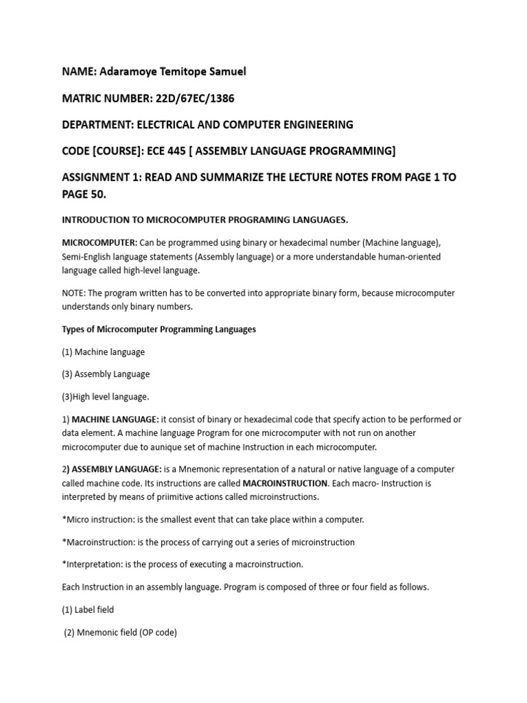 Sleek ECE 445 Assignment | PDF | Assembly Language | Computer Architecture