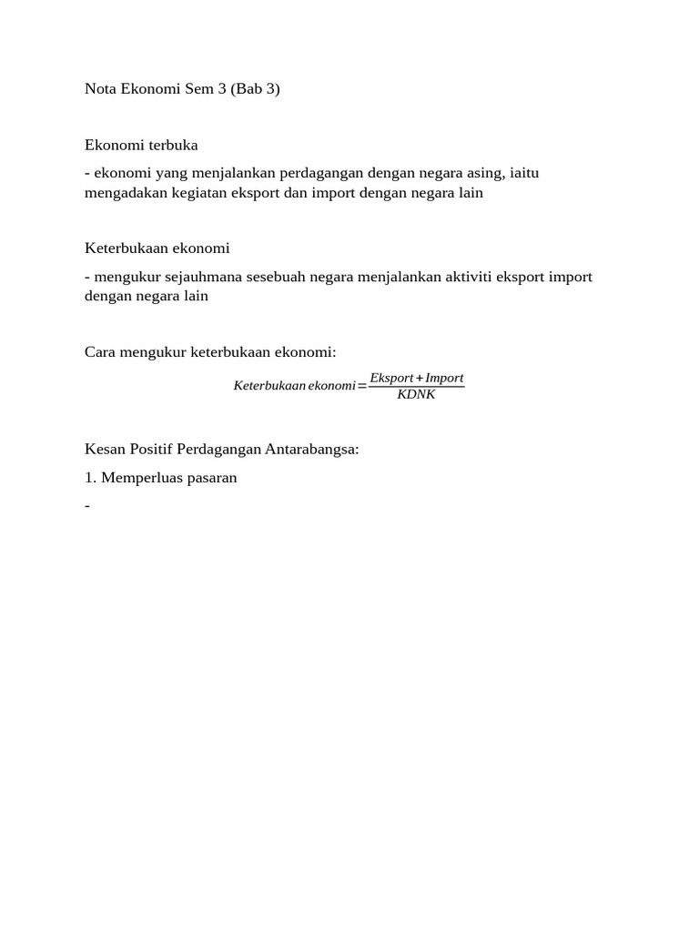 Nota Ekonomi Sem 3 (Bab 3) | PDF