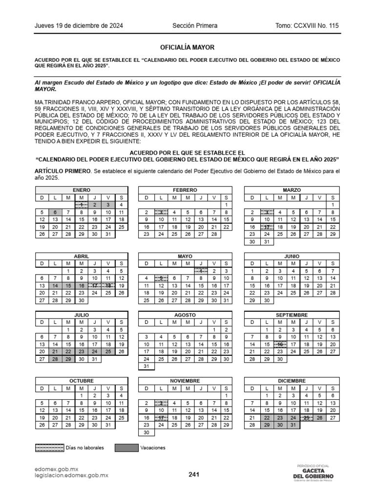 Calendario 2025 GEM | PDF | México | Gobierno