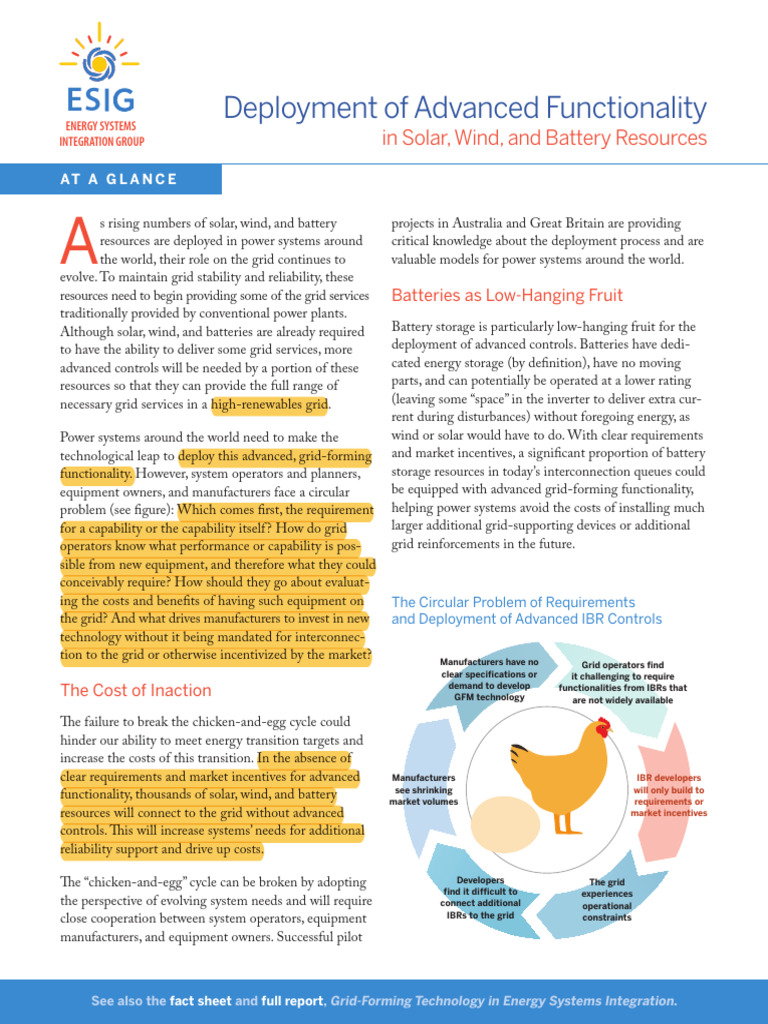 ESIG GFM Deployment 1 Pager 2022 | PDF | Electrical Grid | Solar Power