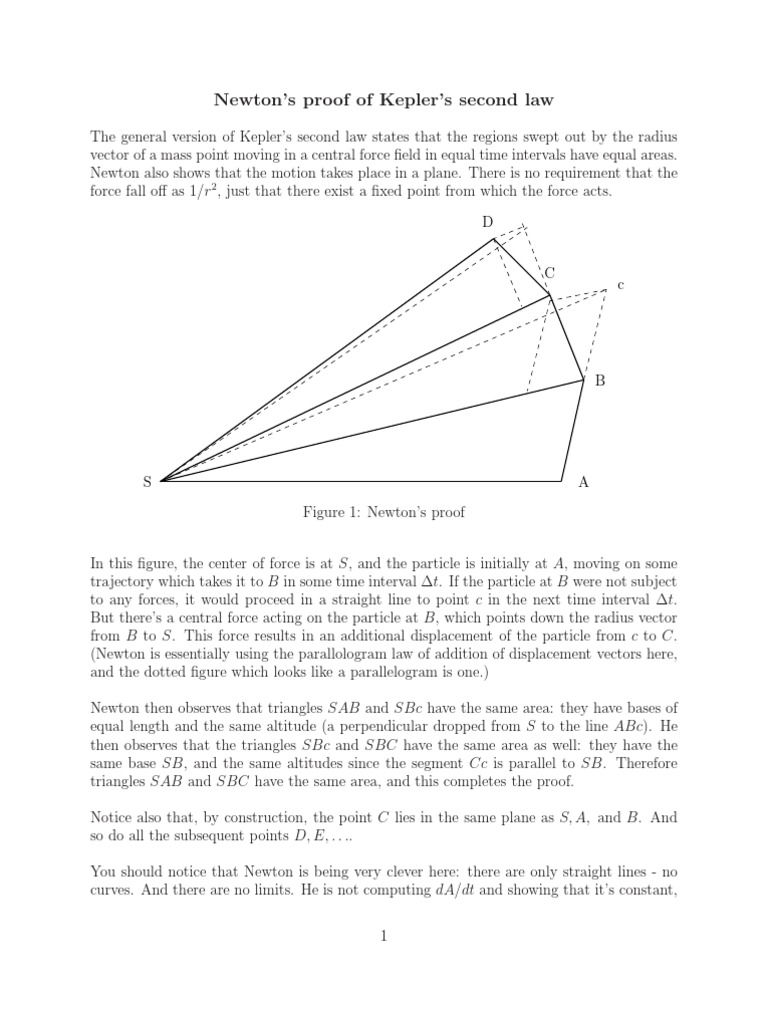 Newton's Clever and Insightful Geometric Proof of Kepler's Second Law ...