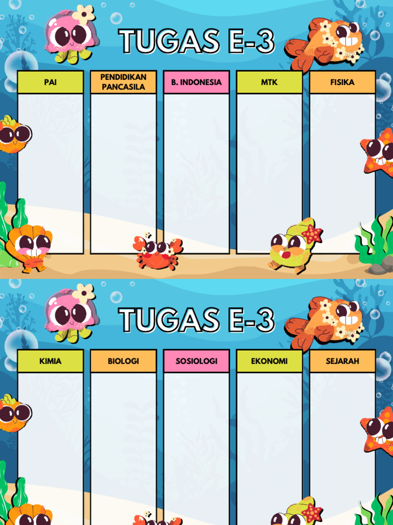 School Timetable Document in Blue Green Orange Illustrative Style | PDF