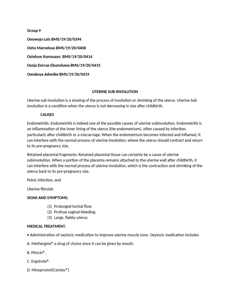 MCH - Sub Involution, Puerperal Pyrexia and Puerperal Sepsis | PDF ...