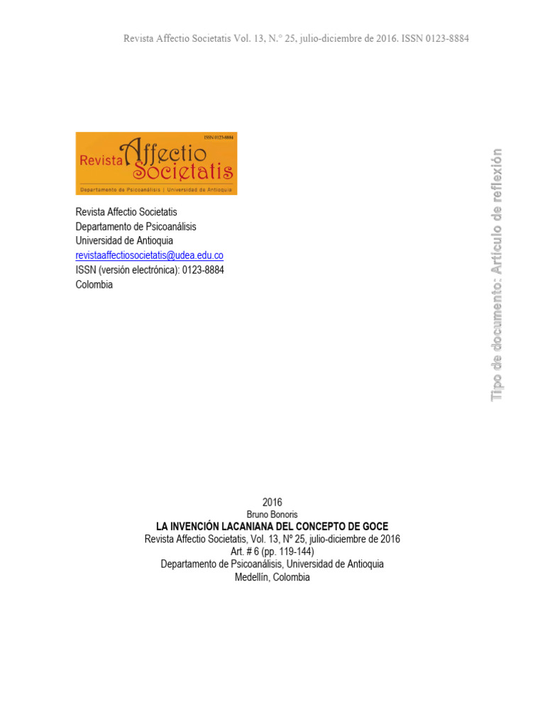 Revista - Bruno Bonoris EL Goce Lacaniano | PDF