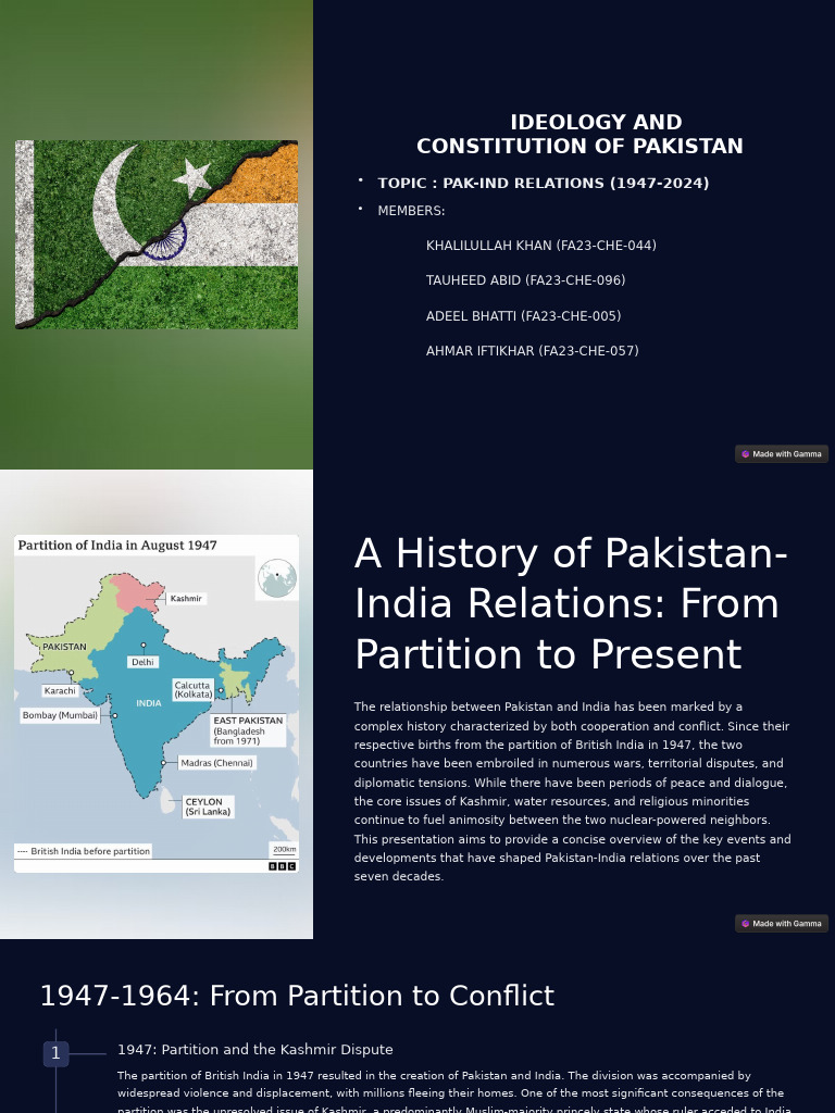 Indo-Pakistani War and Relations Overview | PDF | India–Pakistan ...