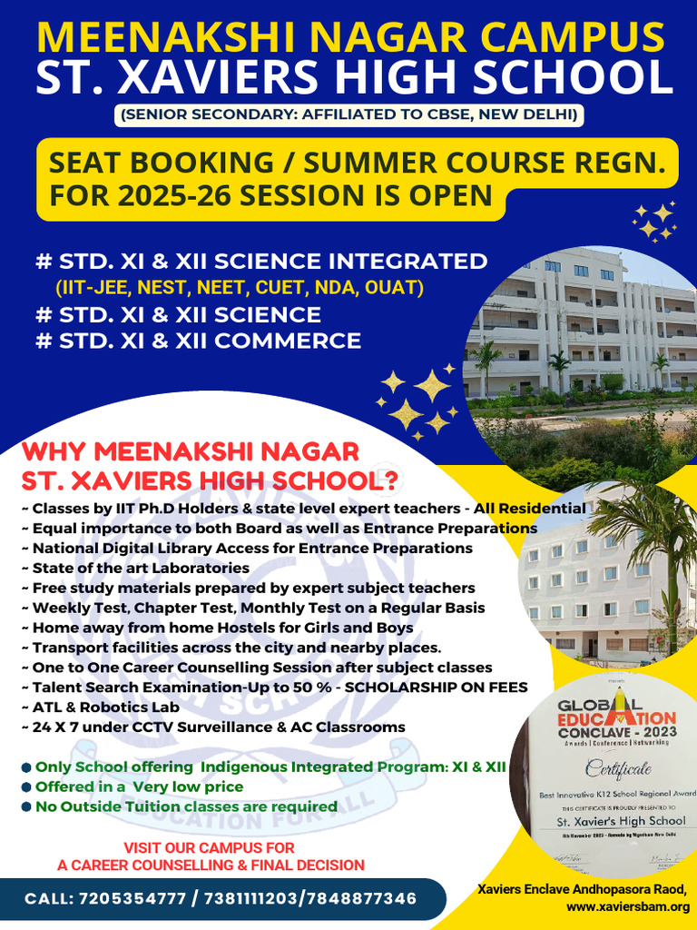 Meenakshi Nagar Xaviers Maths Sqp & Solution 2223 | PDF | Area | Circle