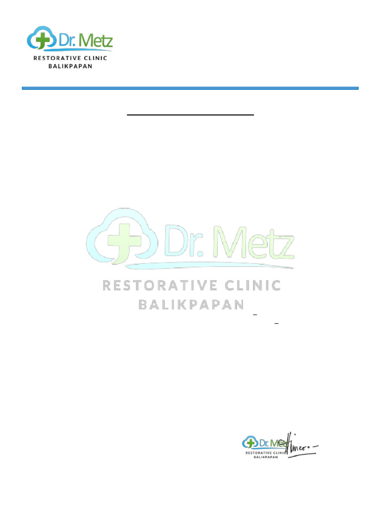 Surat Pengalaman Kerja Dr. Metz Restorative Clinic Balikpapan | PDF