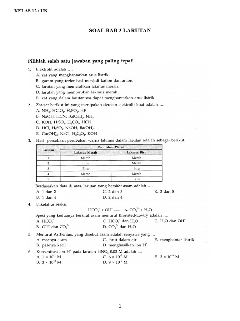 Soal Bab 3 Larutan | PDF