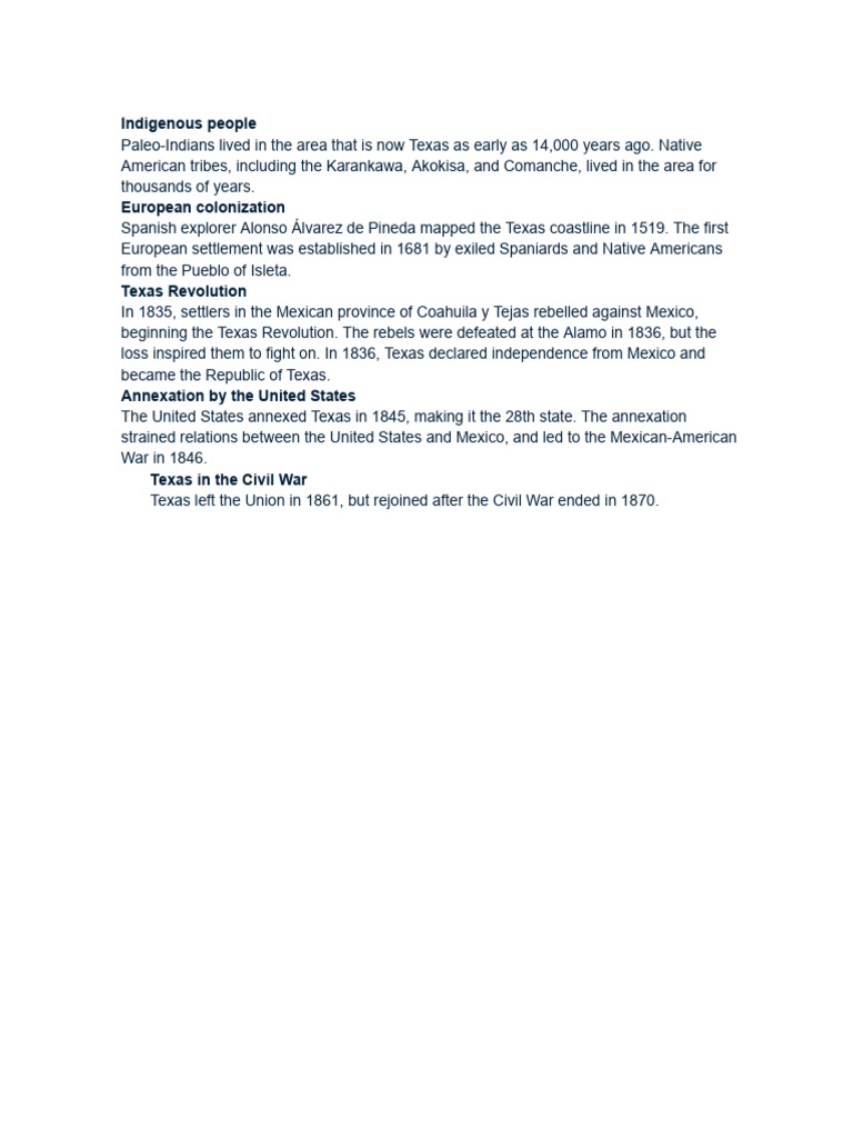 2025 New Texas History Notes For Texas 7TH Grade | PDF