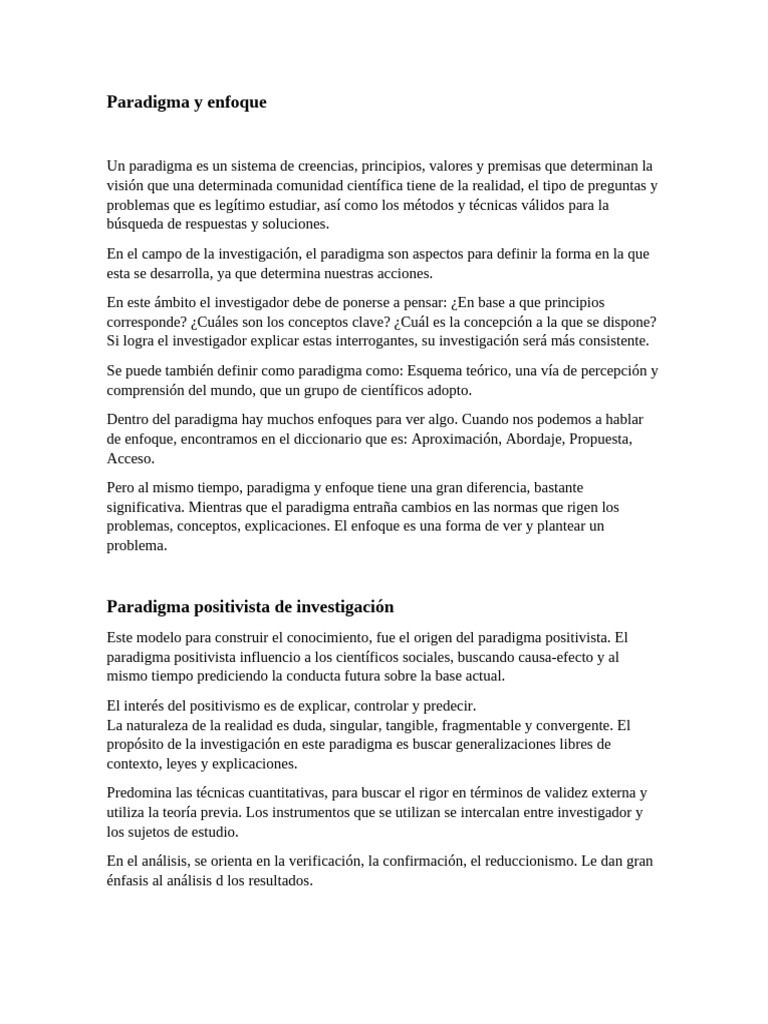 Paradigmas y enfoques en investigación científica | PDF | Paradigma ...