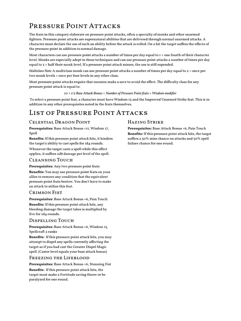Pressure Point Attacks | PDF | Role Playing Games