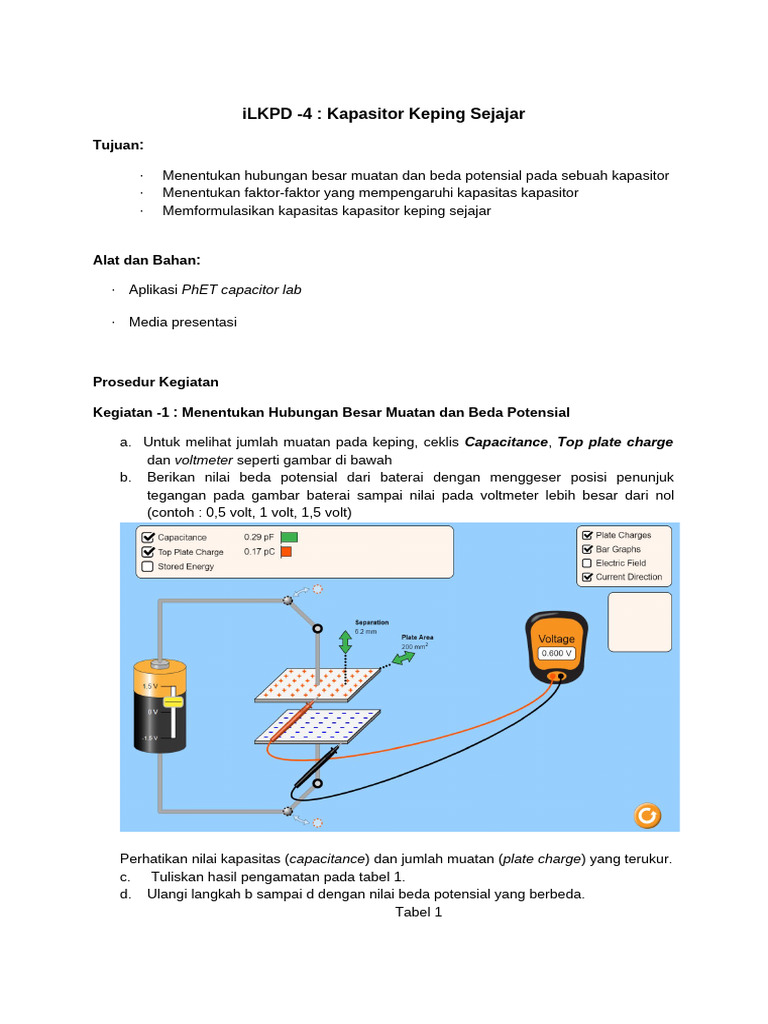 LKPD 4. KAPASITOR KEPING SEJAJAR | PDF
