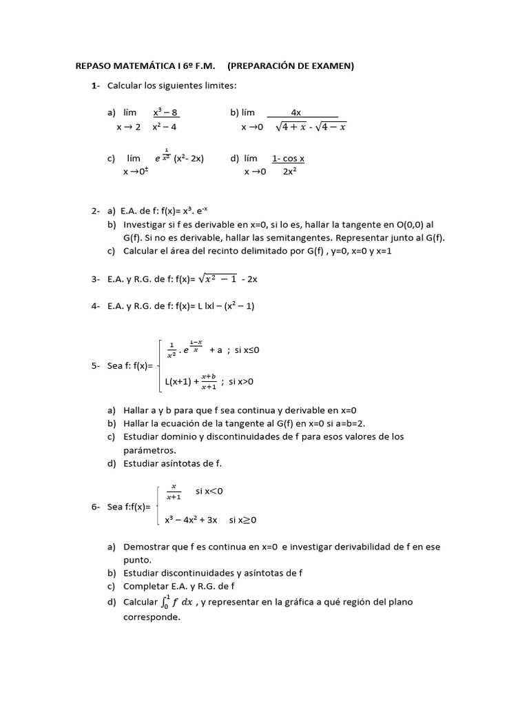 Repaso+Matemática+i+6º+f | PDF