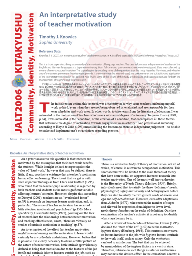 Knowles (2007) | PDF | Motivational | Motivation