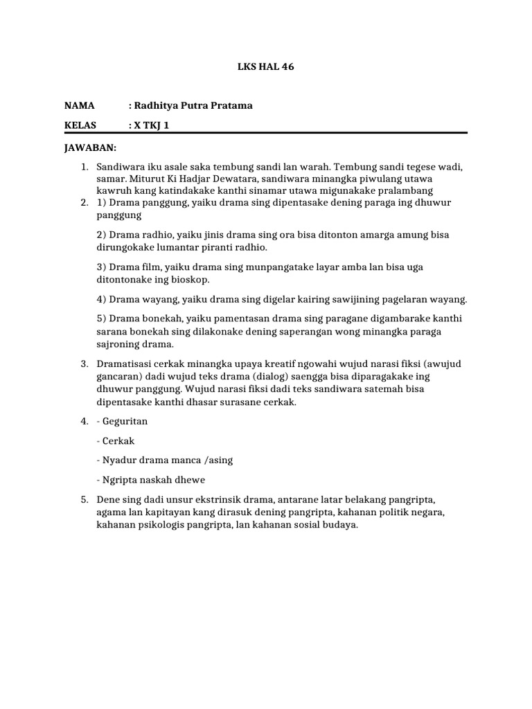 Radhitya Putra Pratama Hal 46 B Jawa | PDF
