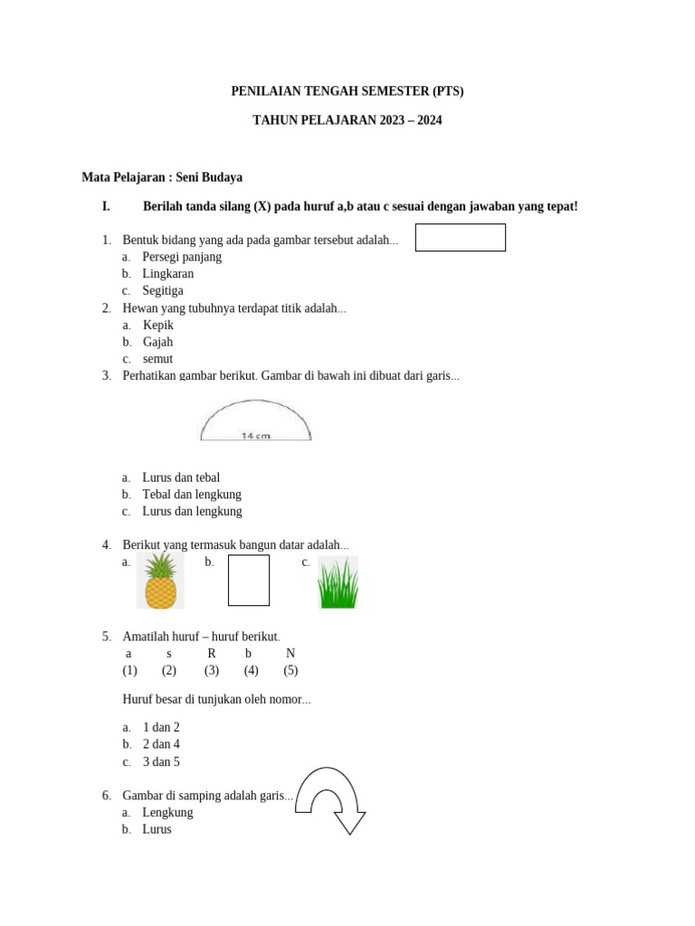 Soal Seni Budaya Kelas 1 | PDF