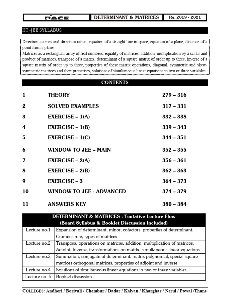 Determinant And Matrices Pdf Matrix Mathematics Determinant