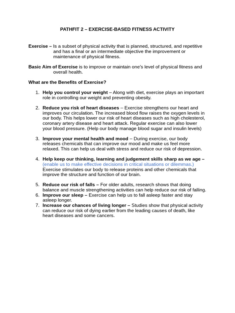 Exercise Benefits and Principles | PDF | Physical Fitness ...