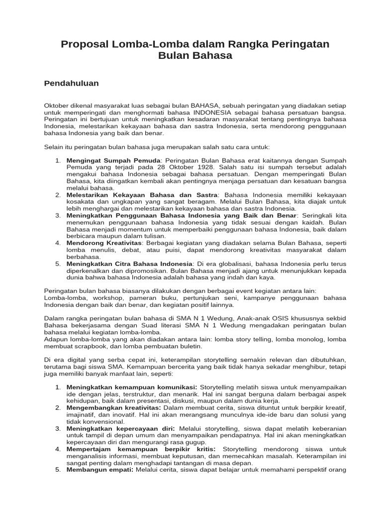Proposal Lomba Bulan Bahasa | PDF