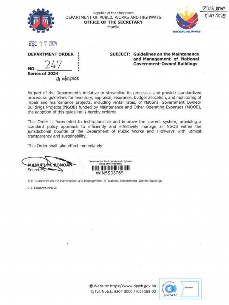 Do - 247 - s2024 Guidelines On The Maintenance and Management of National Government-Owned ...