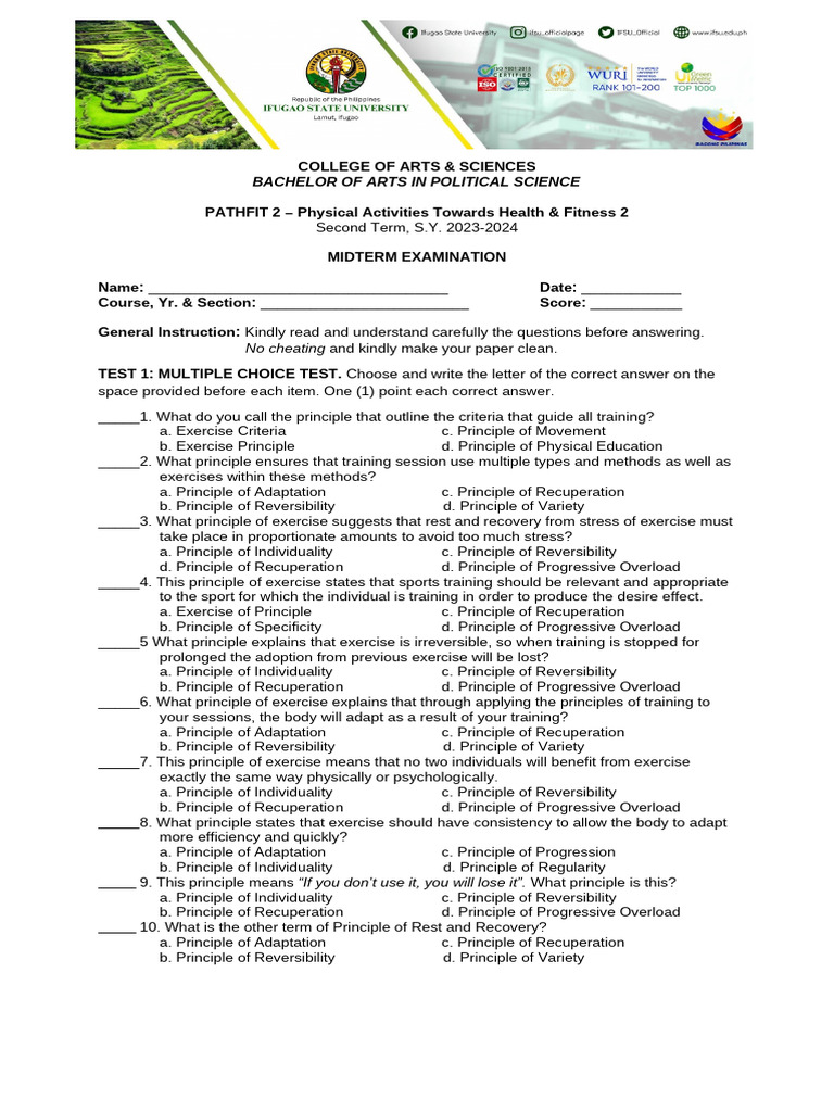 Pathfit 2 Midterm Exam Overview | PDF | Heart Rate