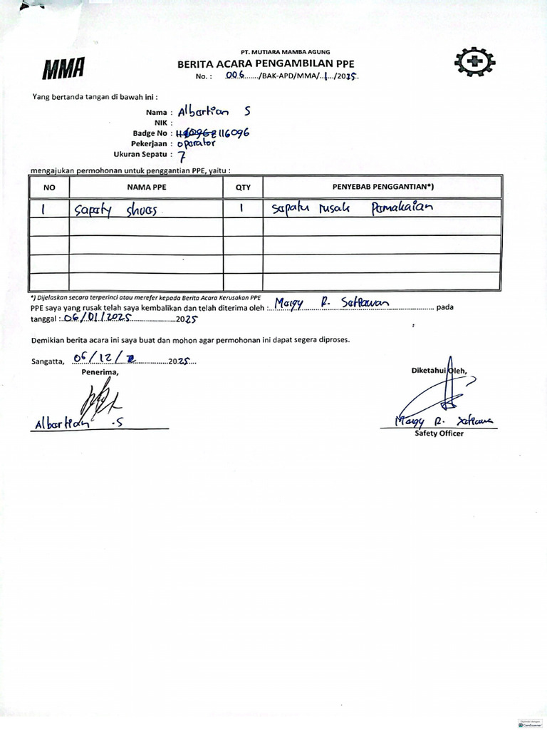 Pengajuan APD Albertian _Z116096 | PDF