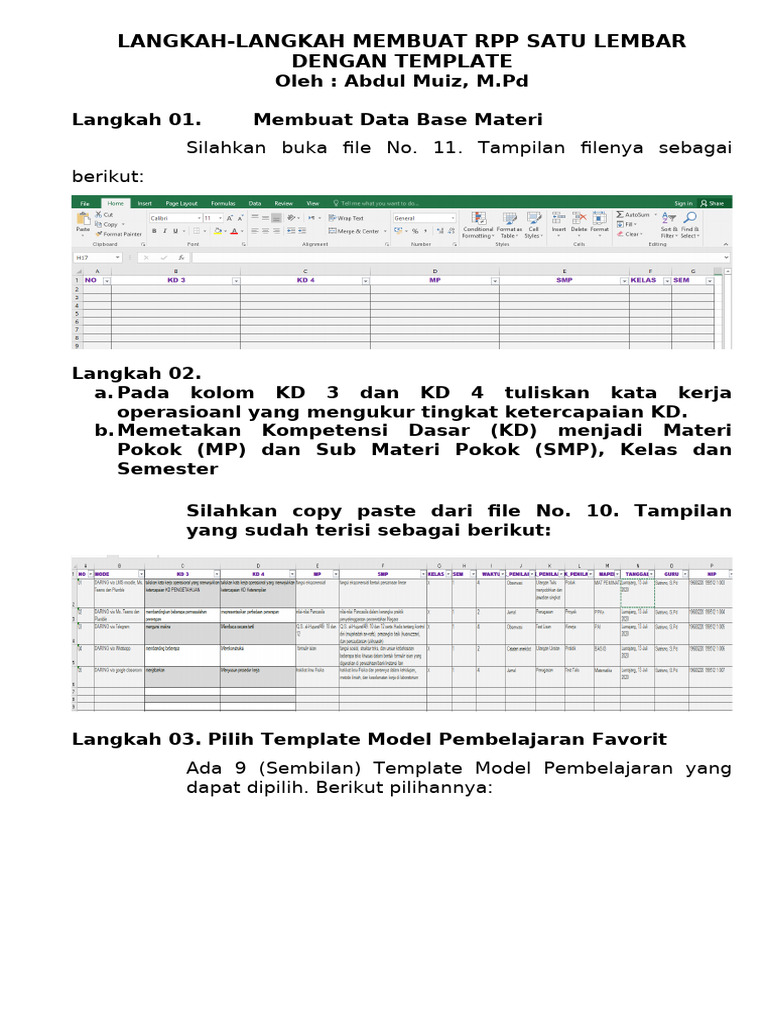12. Langkah-langkah Membuat RPP 1 Lembar | PDF