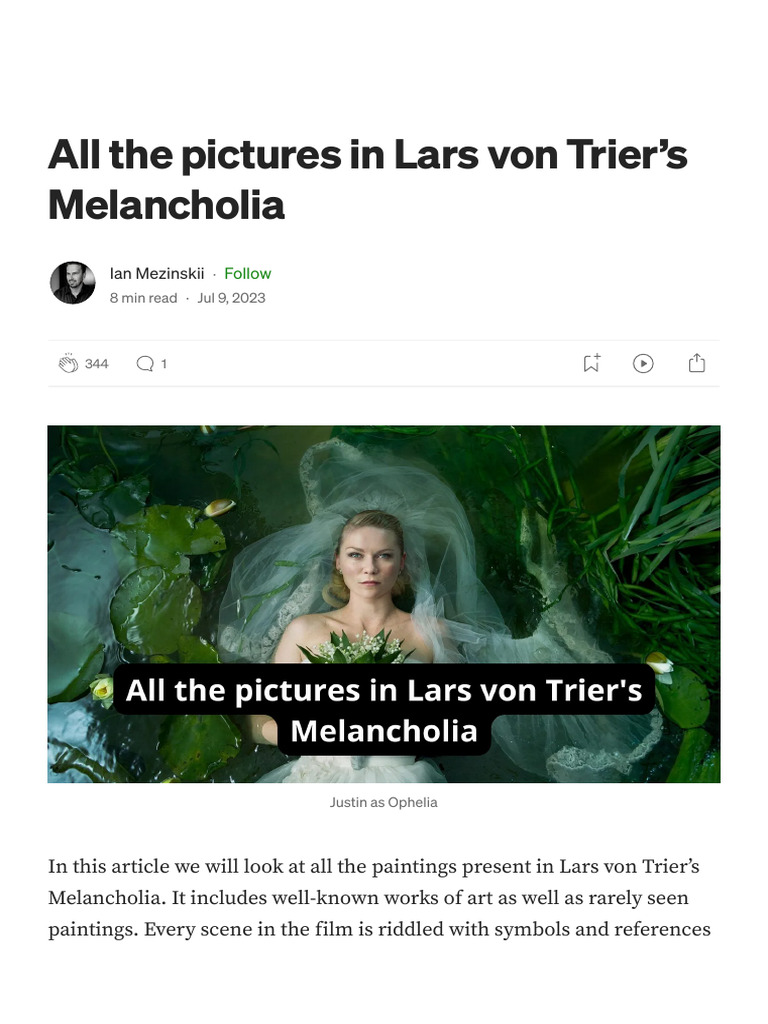 All The Pictures in Lars Von Trier's Melancholia - by Ian Mezinskii - Medium | PDF