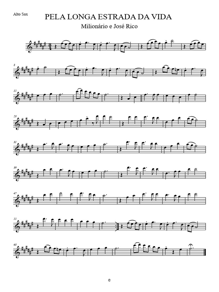 PELA LONGA ESTRADA DA VIDA_SAX ALTO | PDF