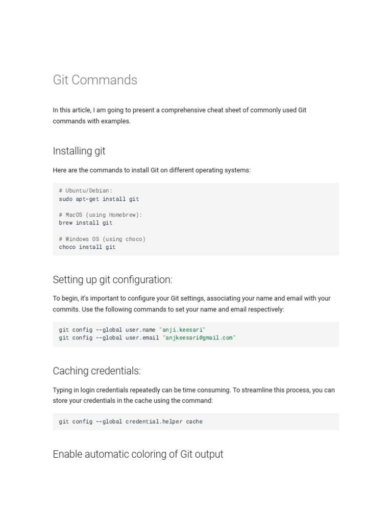 Git Cheat Sheet - Anji Keesari | PDF | System Software | Computing