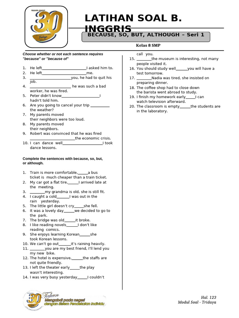 ENG - 9 SMP - Because of FIX | PDF