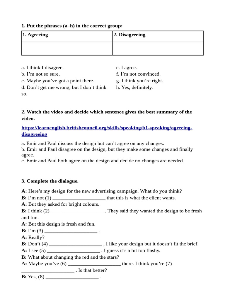 Agreeing and Disagreeing | PDF