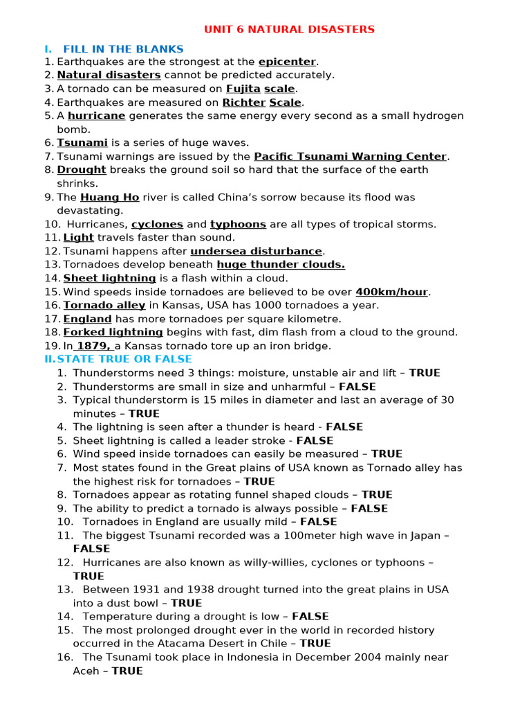 UNIT 6 NATURAL DISASTERS | PDF | Tropical Cyclones | Tornadoes