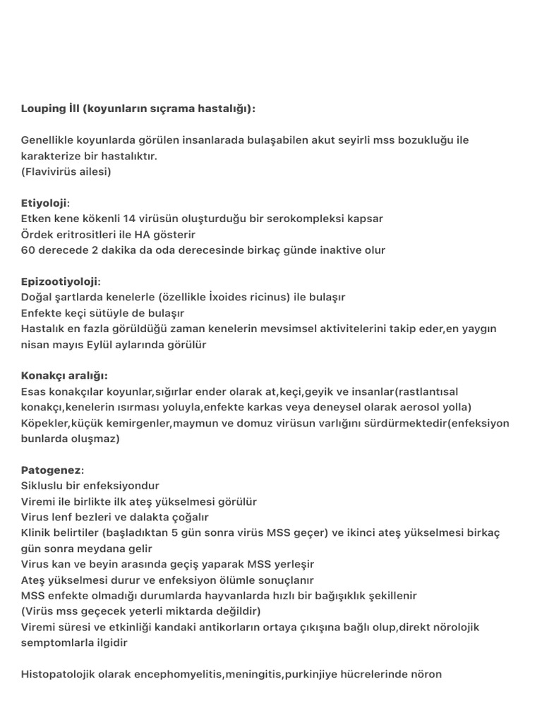 Louping İll (Koyunların Sıçrama Hastalığı) | PDF