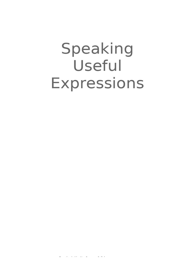 Speaking: Useful Expressions | PDF