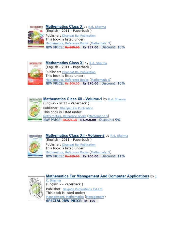 Mathematics Reference Books for Students | PDF