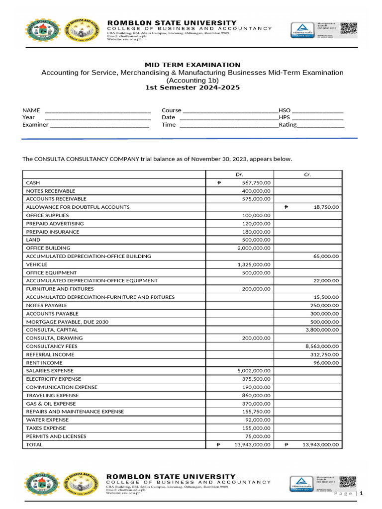 Accounting 1b MTX 1S-2024 | PDF | Expense | Financial Services