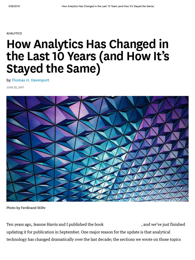 Evolution of Analytics: 10-Year Review | PDF | Analytics | Big Data
