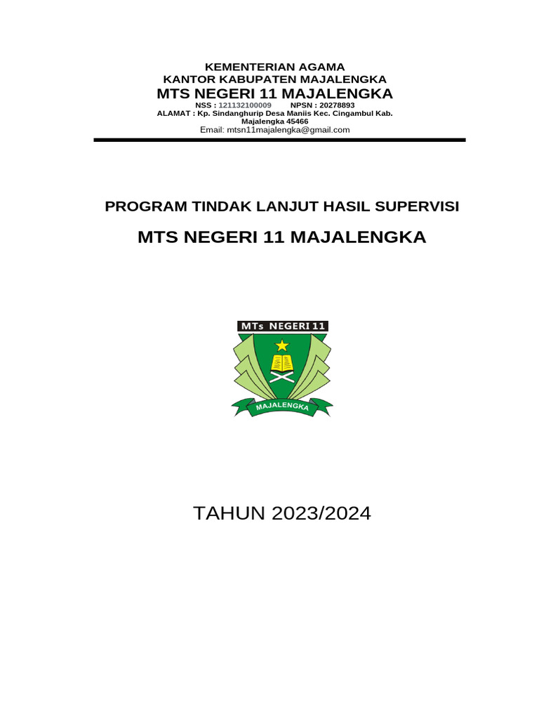 Program Tindak Lanjut Supervisi - KS | PDF