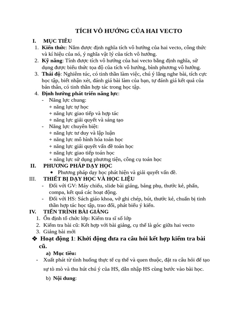 Tích Vô Hư NG C A Hai Vecto | PDF