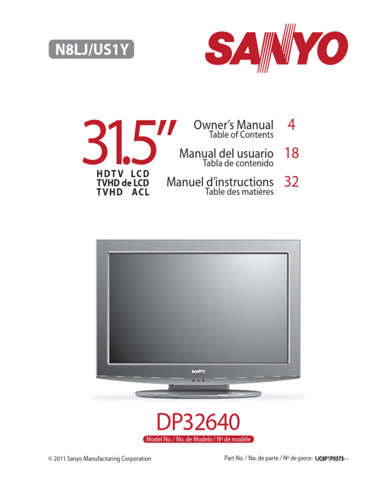 Sanyo DP32640 Owner's Manual | PDF | Hdmi | Video