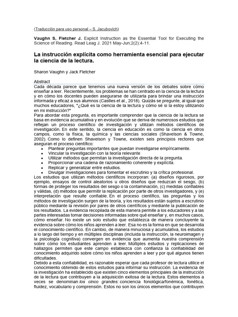 Vaughn y Fletcher TRADUCCIÓN | PDF | Aprendizaje | Pensamiento